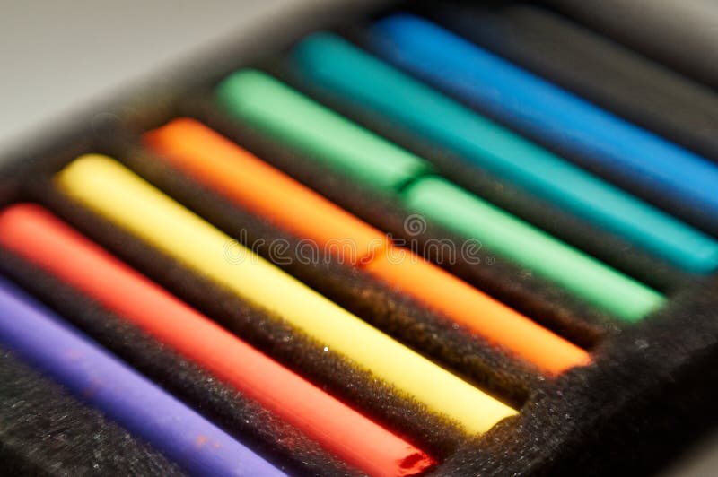 Drawing with Pastels. Multi-colored Pastel Pieces in a Package Stock ...