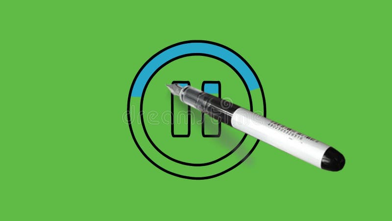 Drawing Pause Button in Blue Circle in Black and Blue Colour ...