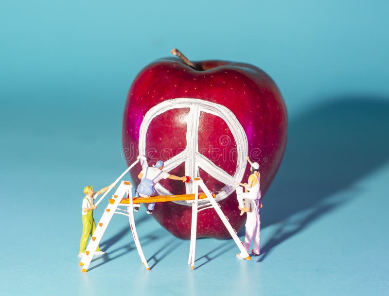 Drawing Peace Sign on Apple Stock Image - Image of ukraine, together ...