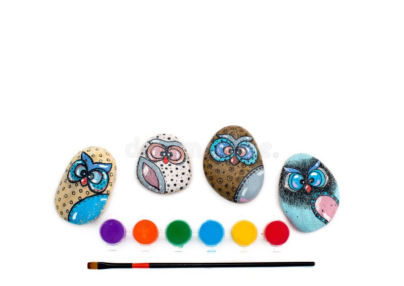 Drawing on pebbles stock image. Image of pattern, paint - 92559815