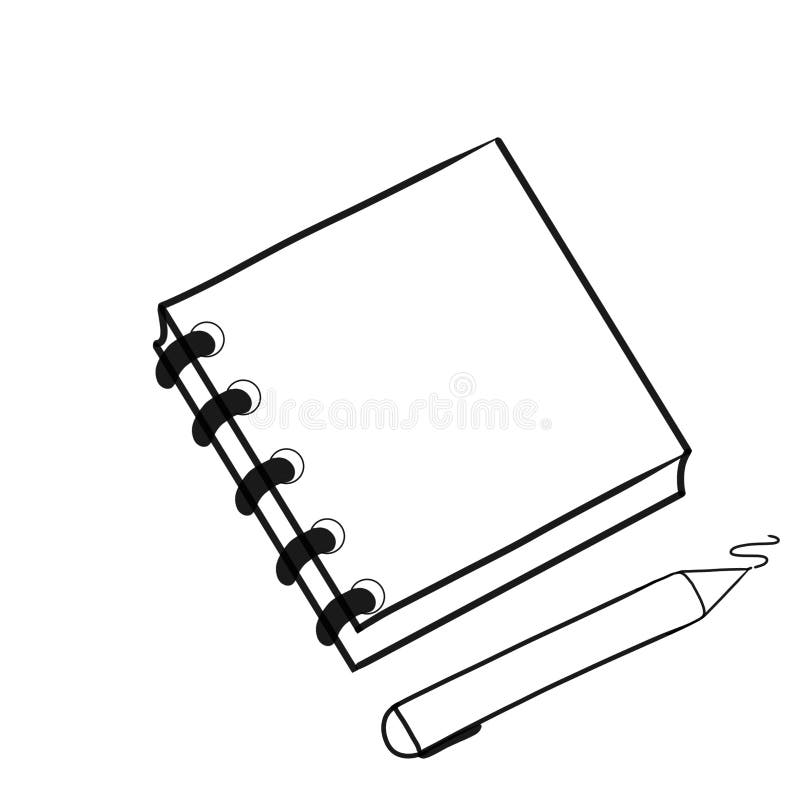 Drawing of Pen and Notebook for Studying Stock Illustration ...