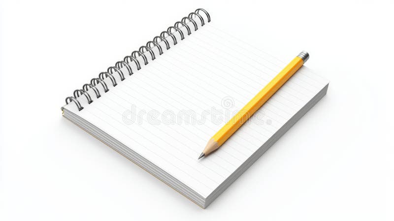Drawing of a Pencil with a Notebook that Has a Spiral-bound Diary Page ...