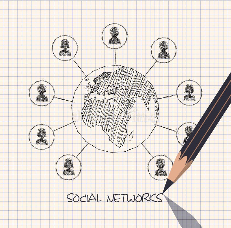 Scheme of social network stock illustration. Illustration of connection ...
