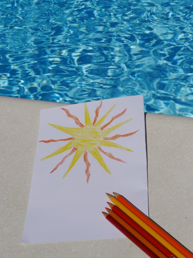 Pencils drawing sun stock image. Image of summer, creativity - 264433709