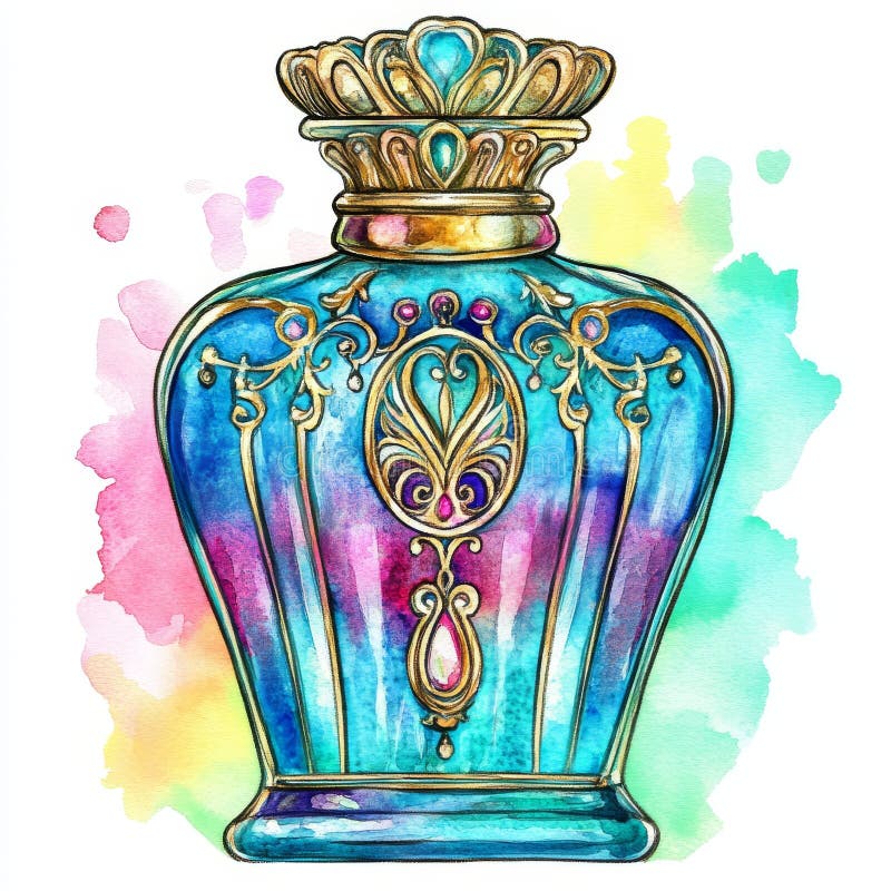 A Drawing of a Perfume Bottle with a Floral Design, Created Using ...