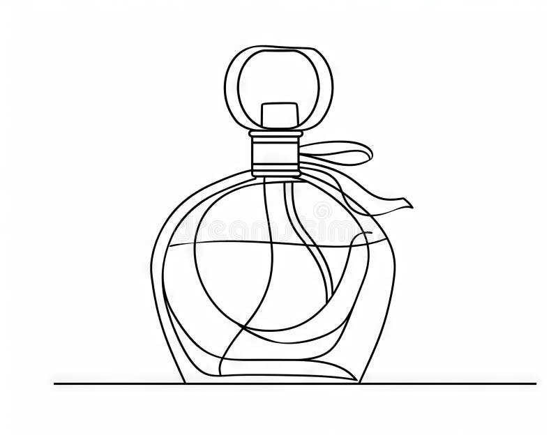 Drawing of a Perfume Bottle in One Line. Modern Outline Illustration ...