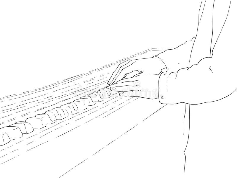 A Drawing of a Person_S Hands - Hands Typing on Keyboard Stock Vector ...