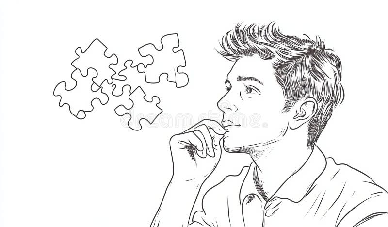 Drawing of a Person Thinking, Solving Problems, Finding Solutions ...