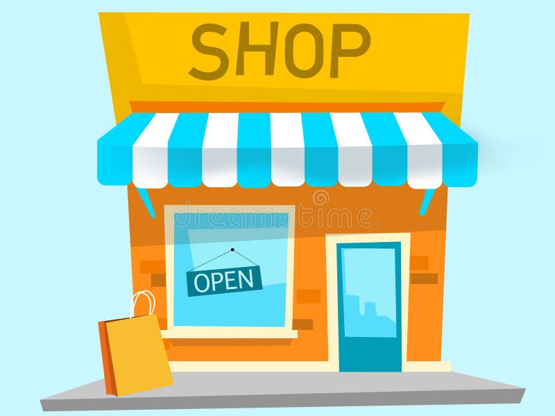 Drawing of Physical Store on a Blue Background Stock Vector ...