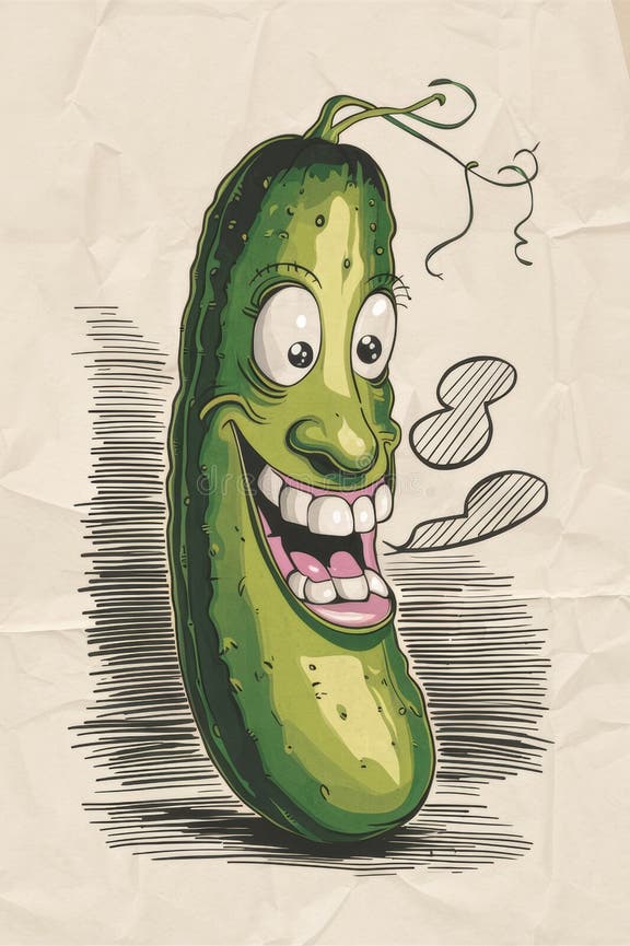 A Drawing of a Pickle with an Expression on Its Face, AI Stock ...