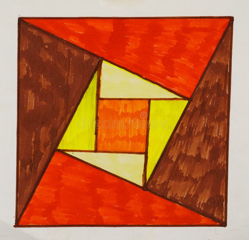 Drawing Picture of Abstract Square and Triangles Stock Image - Image of ...