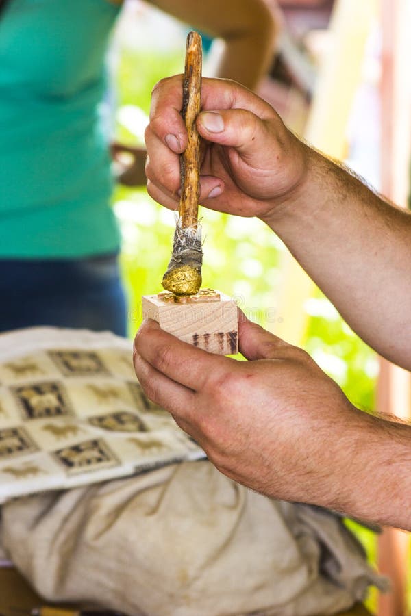 Drawing a Picture on a Cloth with Hands Handmade Stock Photo - Image of ...