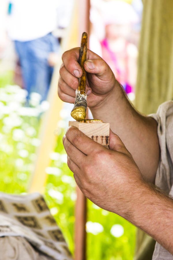 Drawing a Picture on a Cloth with Hands Handmade Stock Photo - Image of ...