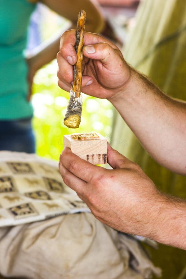 Drawing a Picture on a Cloth with Hands Handmade Stock Image - Image of ...