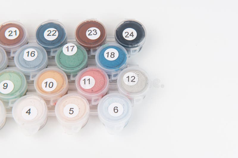 Drawing a Picture by Numbers with Acrylic Paints on Canvas Stock Image ...