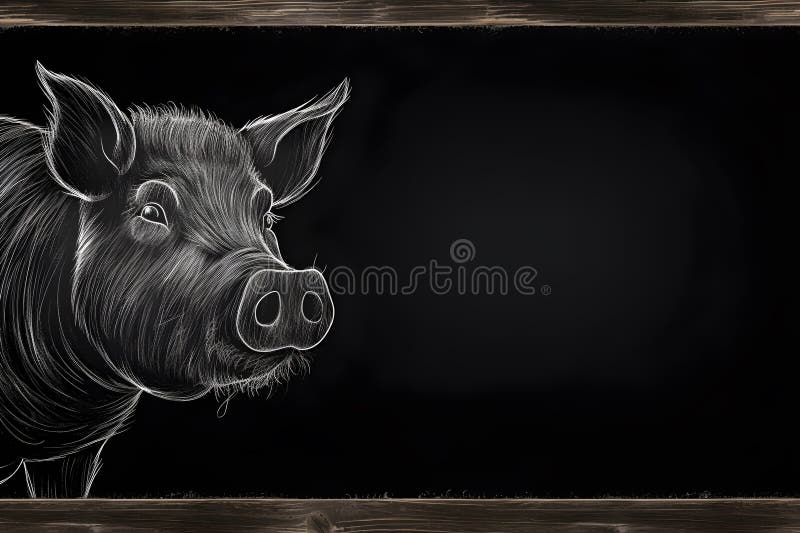 Drawing Pig for Menu, Blackboard Ai Generated Stock Illustration ...