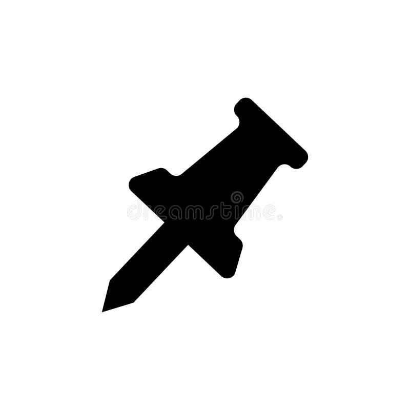 Drawing Pin Black Vector Icon. Isolated Stock Vector - Illustration of ...