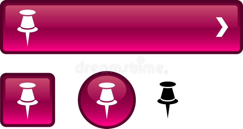 Drawing-pin button set. stock vector. Illustration of drawing - 13521893