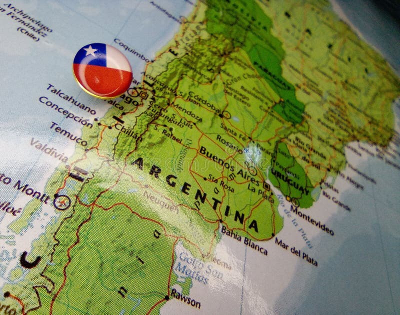 Drawing Pin Flag of Chile on the Map Stock Image - Image of culture ...