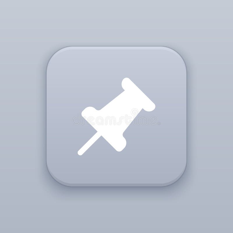 Drawing Pin, Gray Vector Button with White Icon Stock Vector ...
