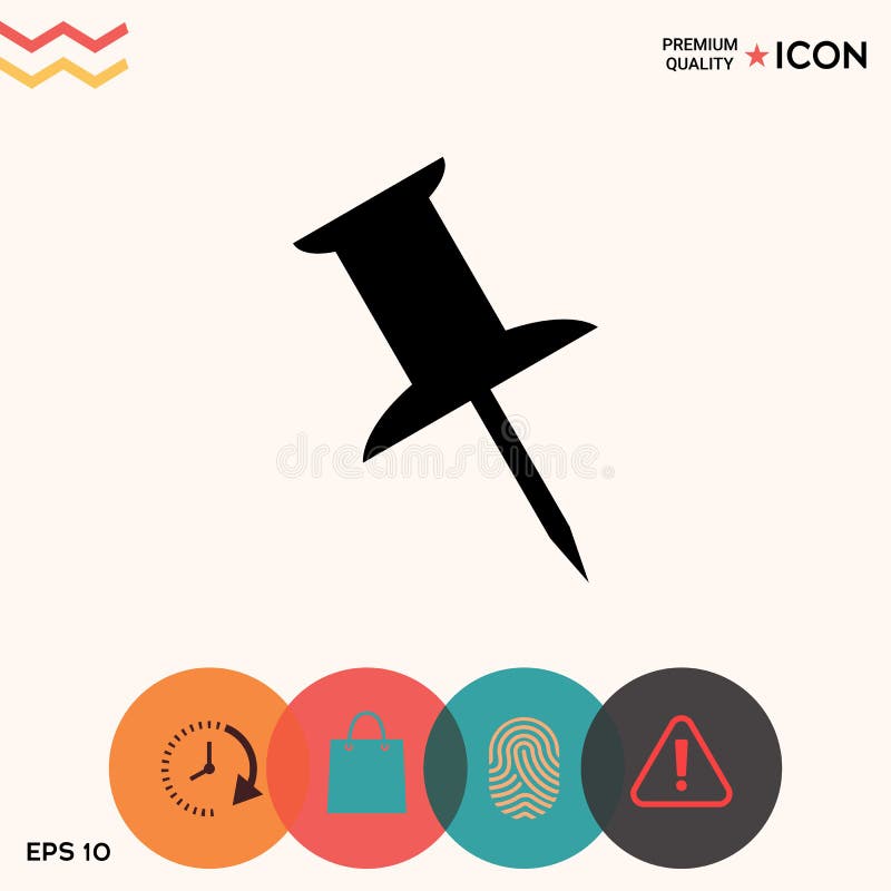 Drawing pin icon stock vector. Illustration of closeup - 105773162