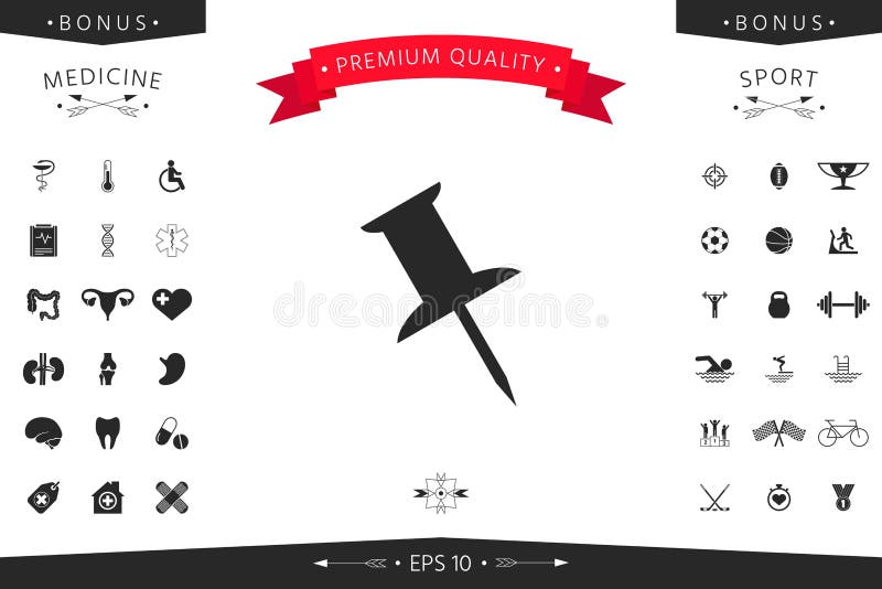 Drawing pin icon stock vector. Illustration of icon - 114891687