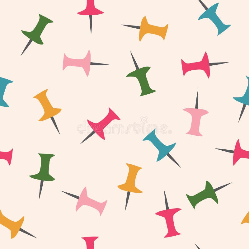 Drawing Pin. Vector Bright Seamless Pattern. Stock Vector ...