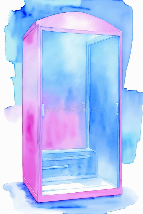 A Drawing of a Pink and Blue Shower Stall. Generative AI Stock ...
