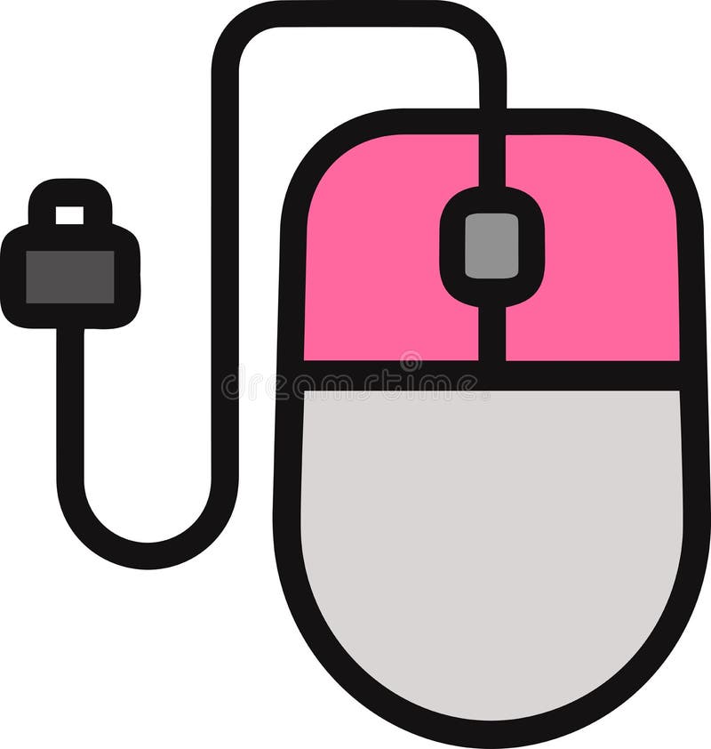 The Drawing of a Pink Computer Mouse, a Small Hardware Input Device ...