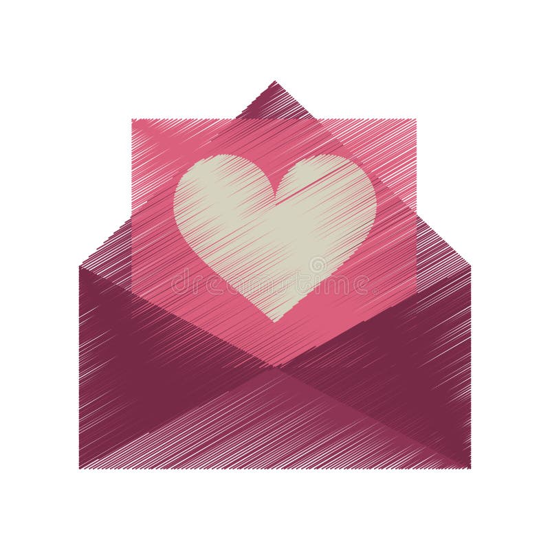 Drawing Pink Envelope with Valentine Heart Stock Vector - Illustration ...