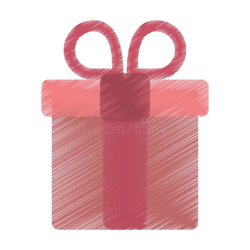 Drawing Pink Gift Box with Heart and Bow Stock Vector - Illustration of ...