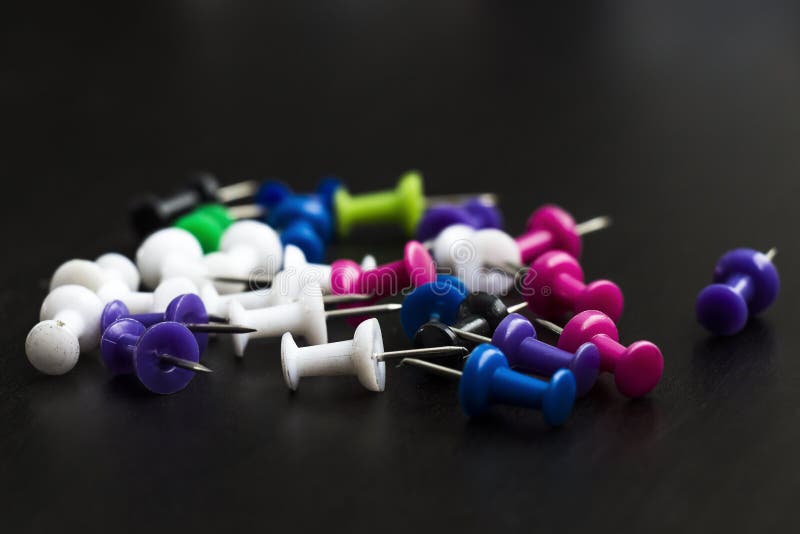 Drawing pins on the table stock image. Image of closeup - 66921585