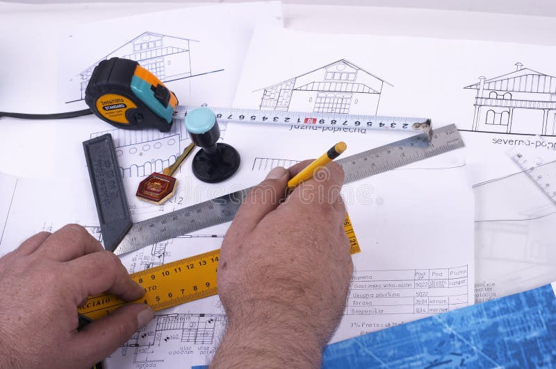 Drawing a plan stock photo. Image of drawing, estate, measuring - 2814962