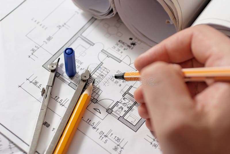 Drawing plan stock photo. Image of draft, invent, renovation - 807388