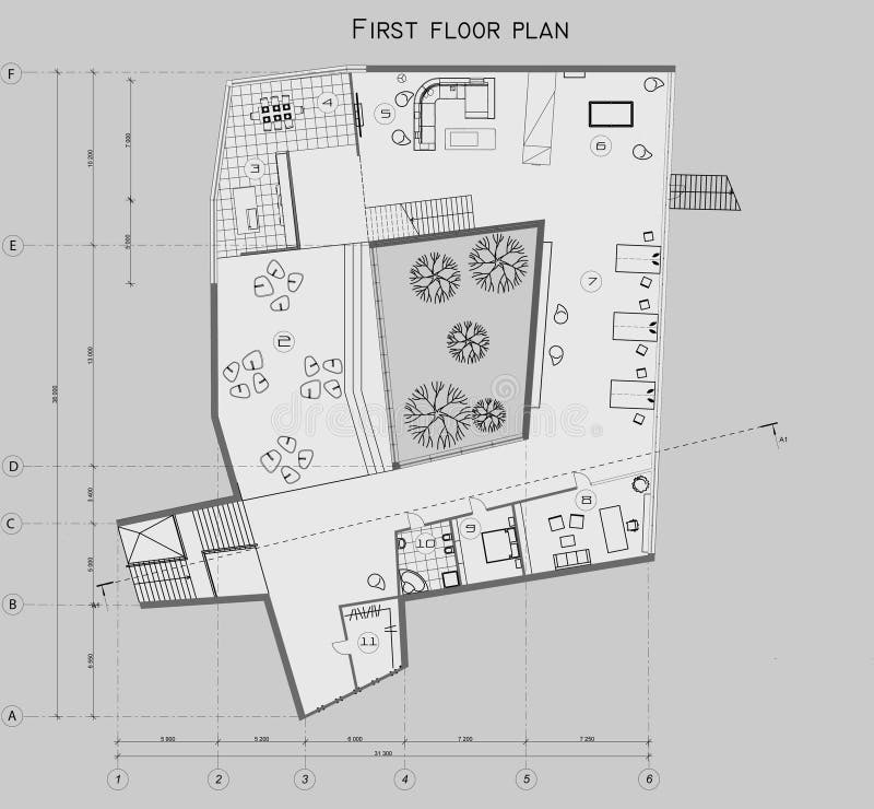 The Drawing of the Plan of the First Level of the Private House Stock ...