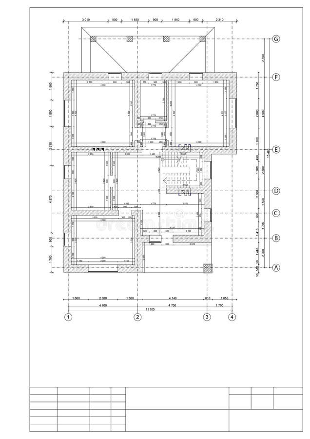 Drawing of the Plan of the Second Floor Private 2 Floor Houses Stock ...