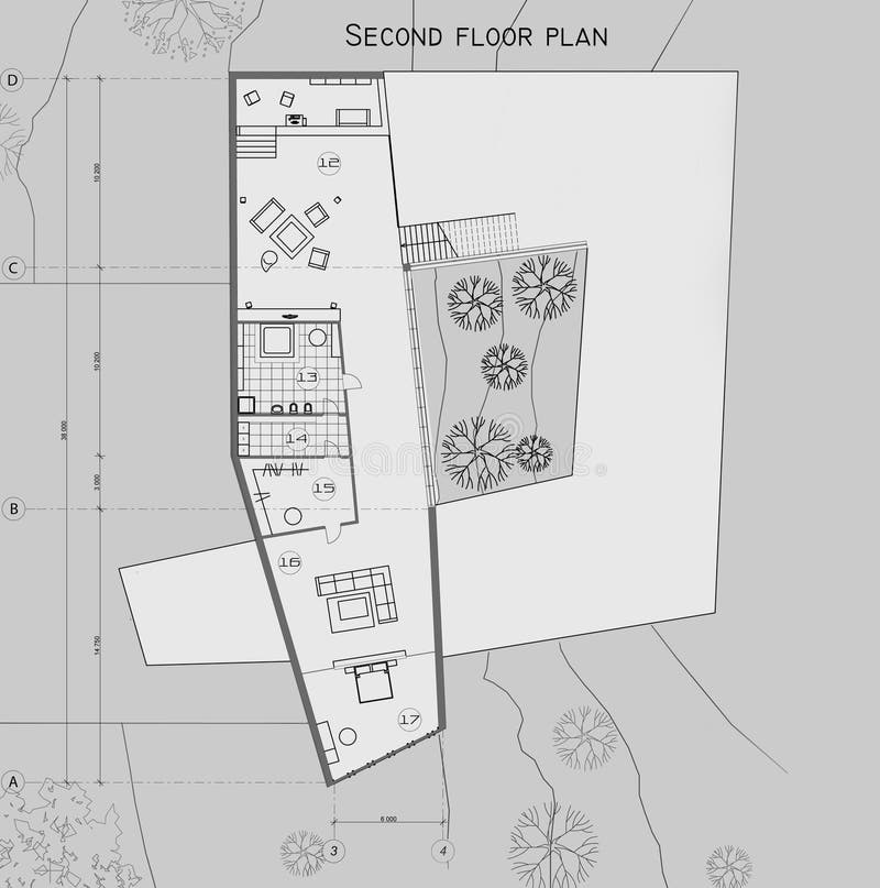 The Drawing of the Plan of the Second Level of the Private House Stock ...