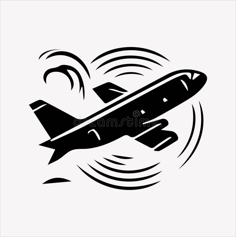 Drawing of a Plane Silhouette with Skywriting. Stock Vector ...