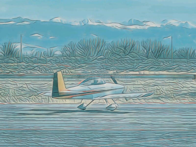 Drawing of a Plane about To Take Off Stock Illustration - Illustration ...