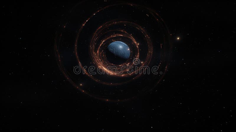 Drawing of a Planet with a Bright Ring in Space. Stock Illustration ...