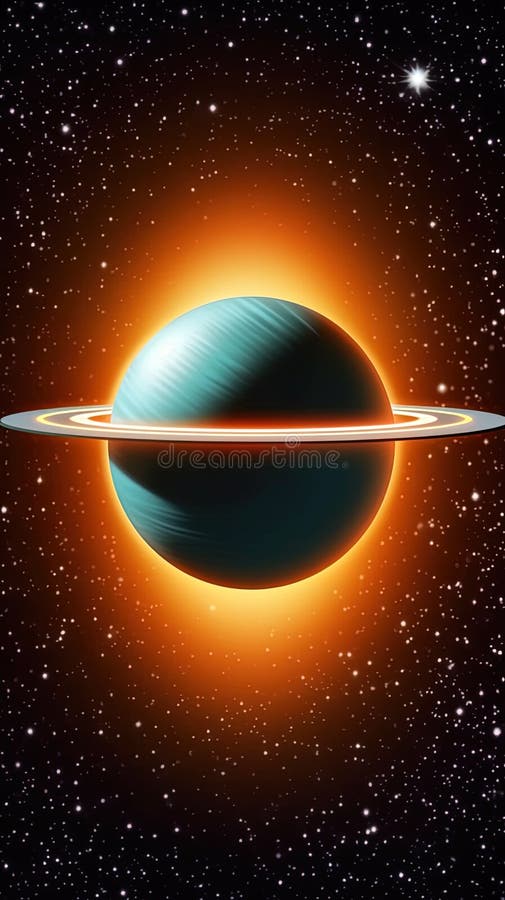 Drawing of a Planet with a Bright Ring in Space. Stock Illustration ...