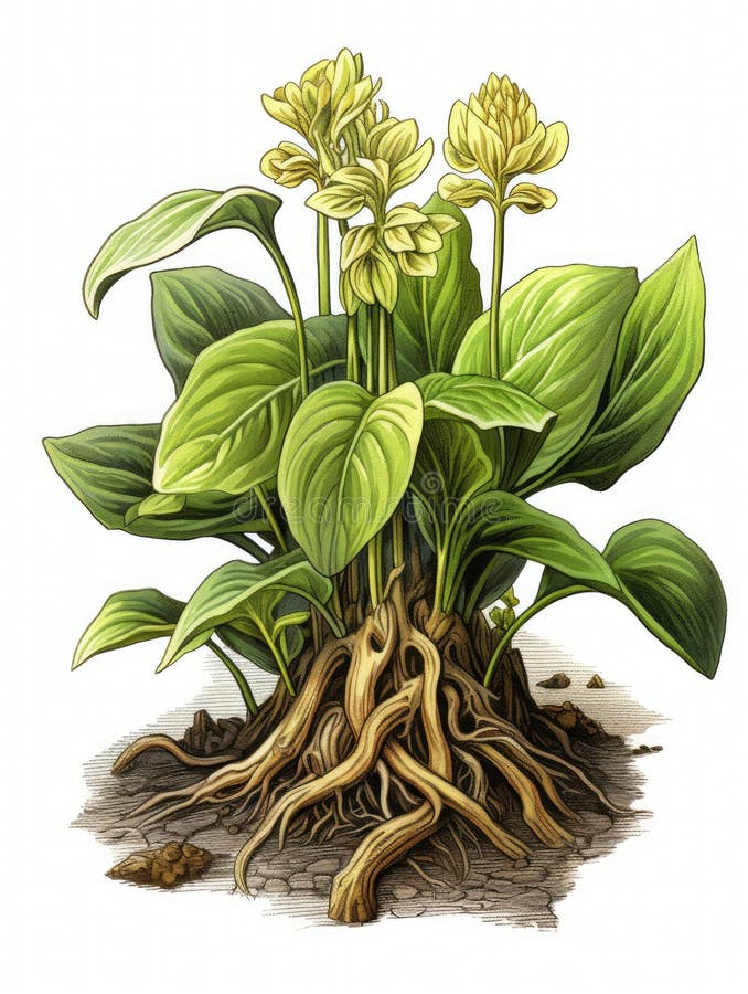 Drawing of Plant with Several Large Roots. these Roots are Visible in ...