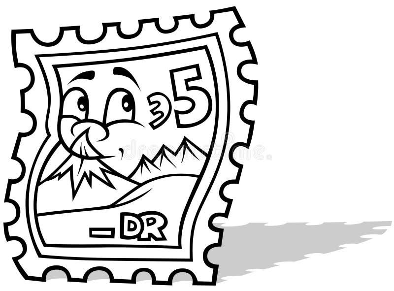 Drawing of Postage Stamp with Face and Image Stock Vector ...