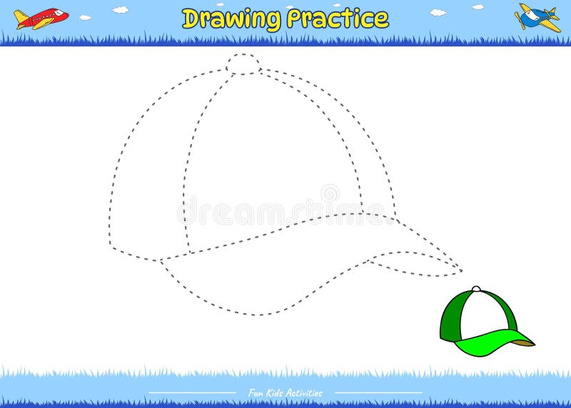 Drawing Practice Green Hat Landscape Stock Vector - Illustration of ...