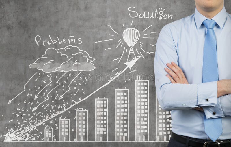 Drawing Problem and Solution Stock Image - Image of executive, male ...