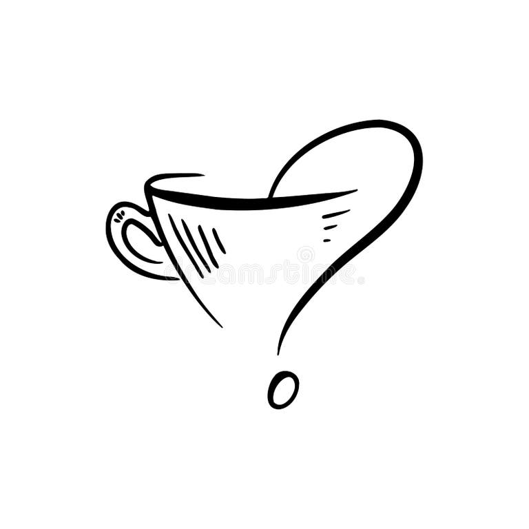 Drawing Question Mark, Cup, Drink Vector Illustration Hand Drawn Stock ...