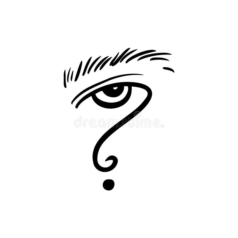 Drawing Question Mark, Eye, Eyebrow Vector Illustration Hand Drawn ...
