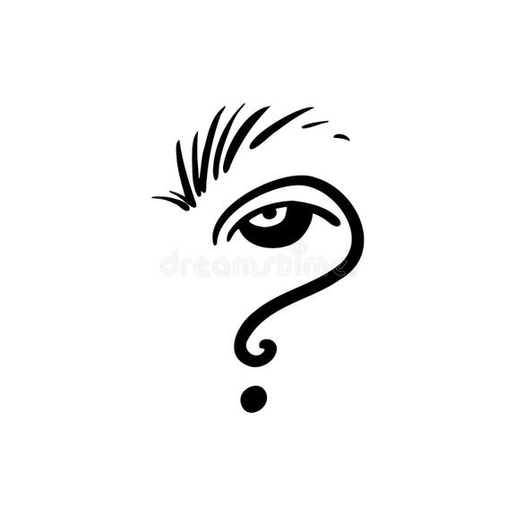 Drawing Question Mark, Eyebrow, Eye Vector Illustration Hand Drawn ...