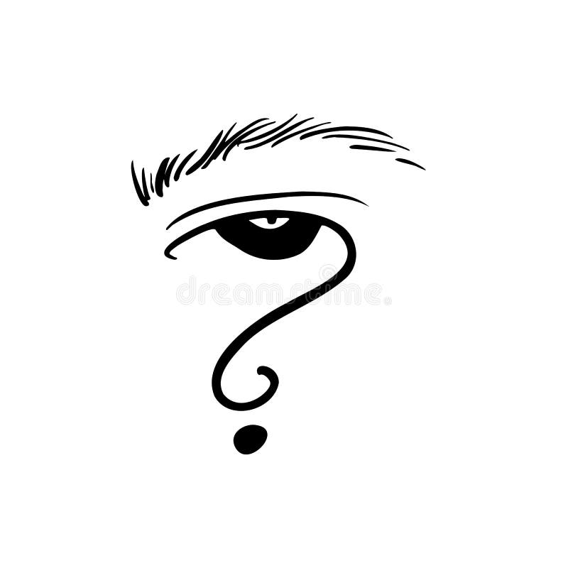 Drawing Question Mark, Eyebrow, Eye Vector Illustration Hand Drawn ...