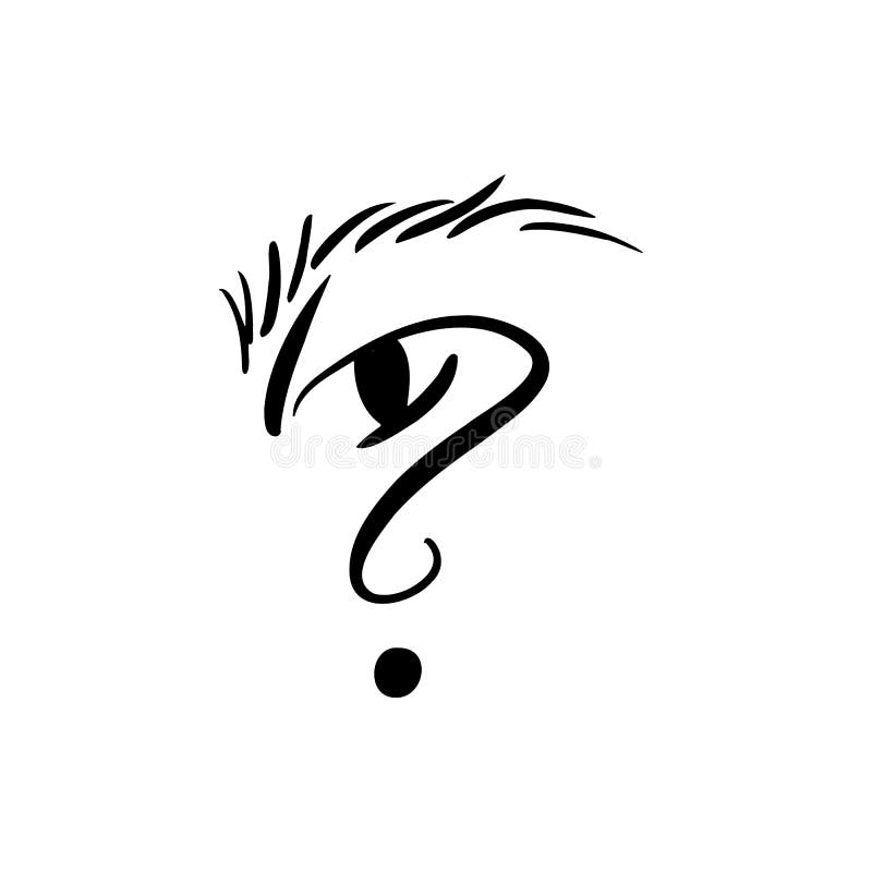 Drawing Question Mark, Eyebrow, Eye Vector Illustration Hand Drawn ...